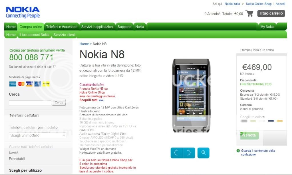 Nokia Italia đã có giá chính thức của siêu phẩm Nokia N8 | Viết bởi giapho